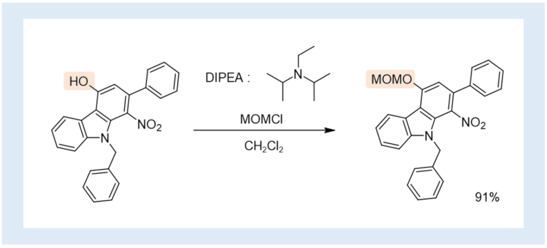 MOMClによるOHの保護（クロロメチルメチルエーテル）